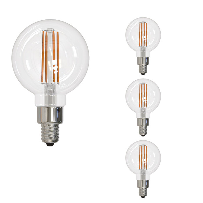 Bulbrite Industries LED Filament Pack of (4) 4 Watt Dimmable G16 Light Bulbs with Candelabra ...